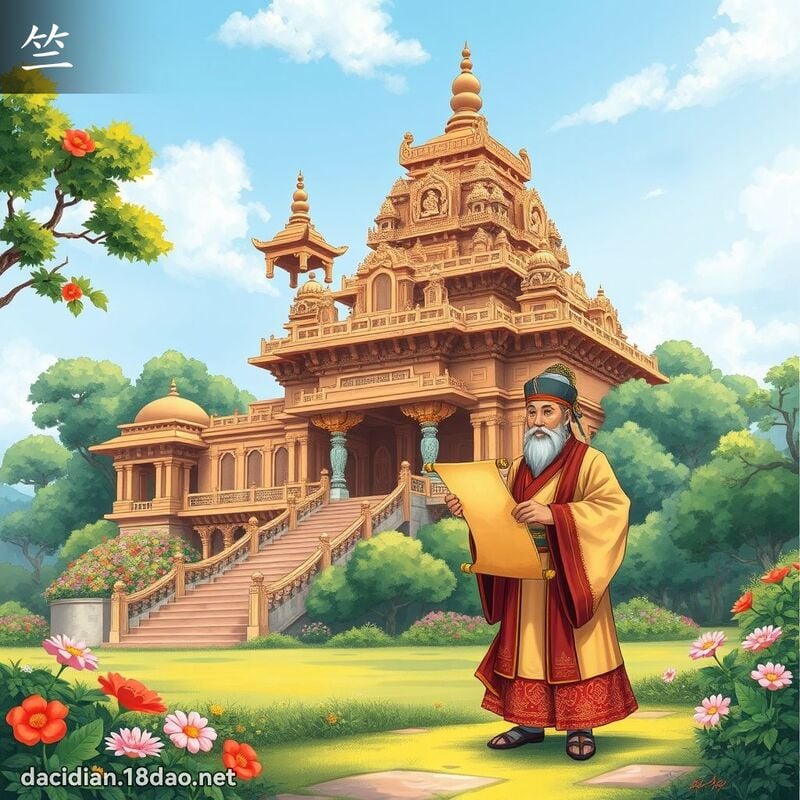 漢字竺 注音ㄓㄨˊ部首竹 《國語大辭典》📘